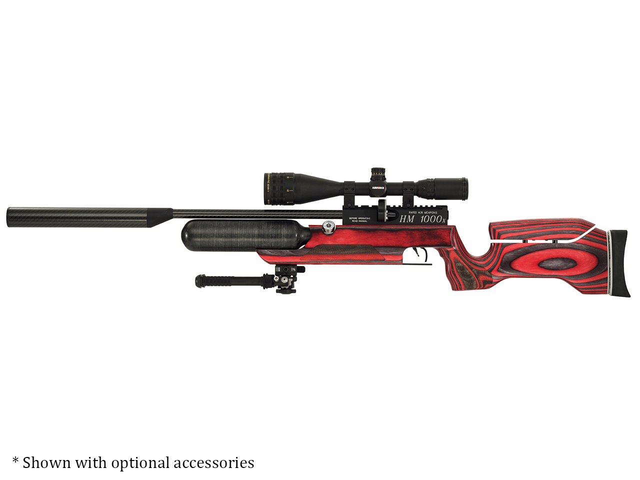 RAW PCP Rifle HM1000X LRT Wood | RH | 9mm .35cal | Red | SW10035.8